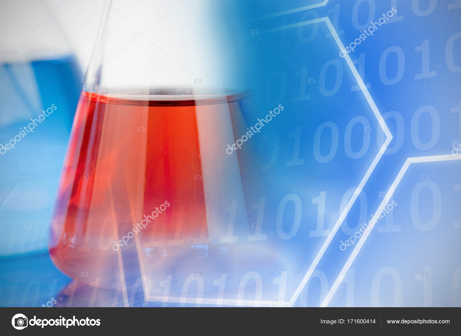 Hexagon shape with binary numbers on screen — Stock Photo ...