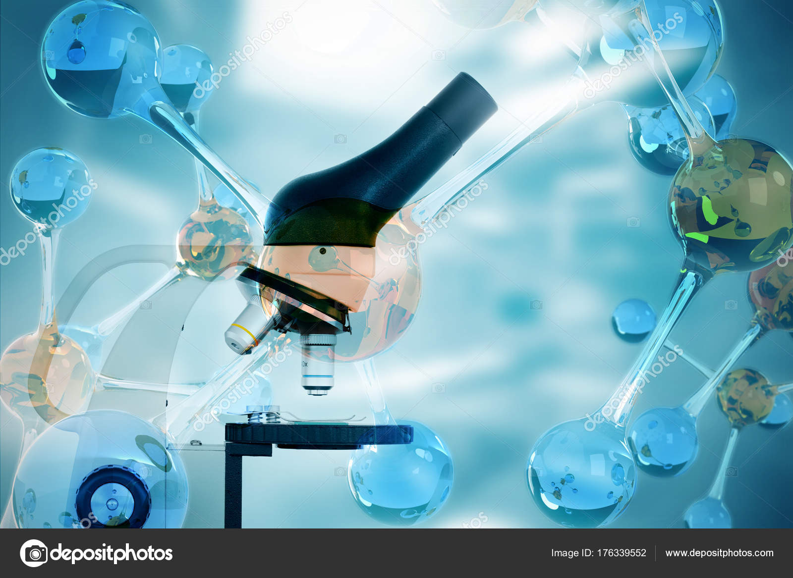 DNA structure against microscope Stock Photo by ©vectorfusionart 176339552
