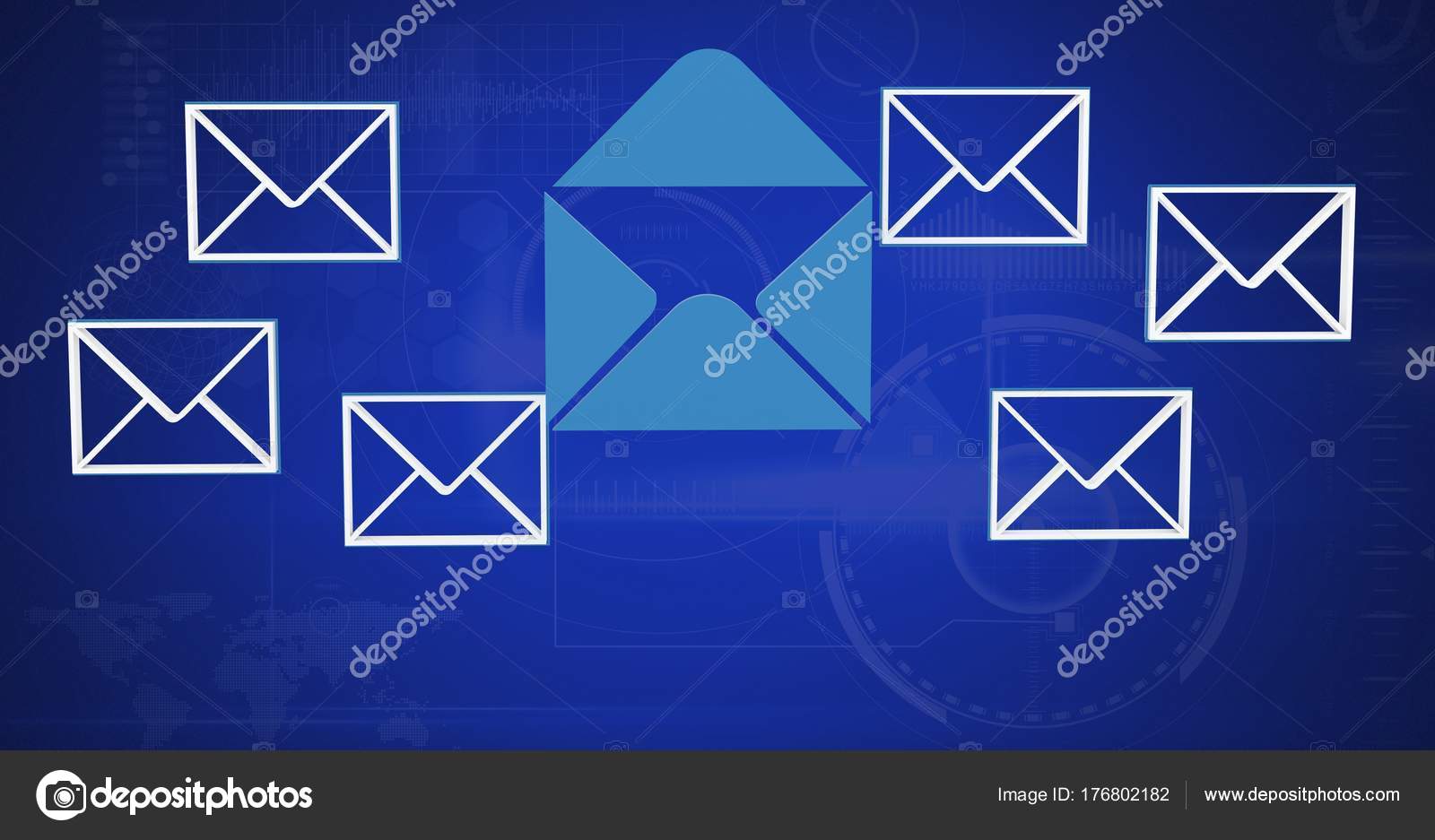 3D email message icons with blue background Stock Photo by ...