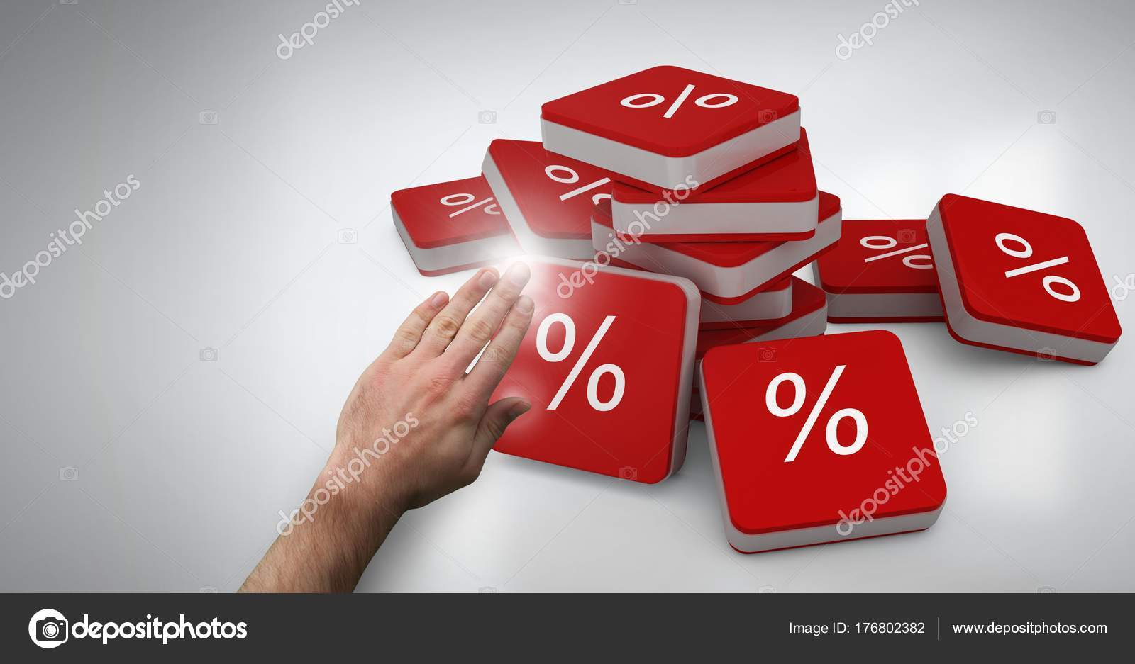 Hand touching percent symbol icons — Stock Photo © vectorfusionart ...