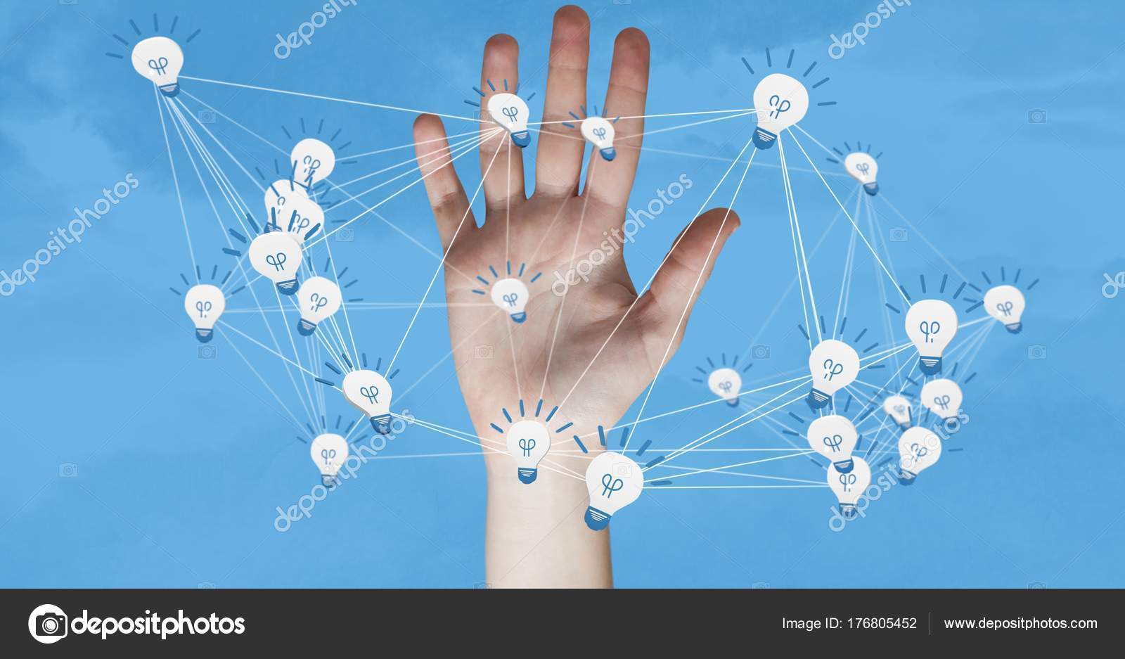Hand touching 3D light bulb idea Stock Photo by ©vectorfusionart 176805452