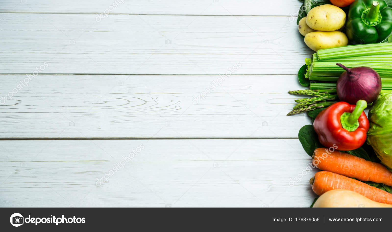 Line of vegetables on table Stock Photo by ©vectorfusionart 176879056