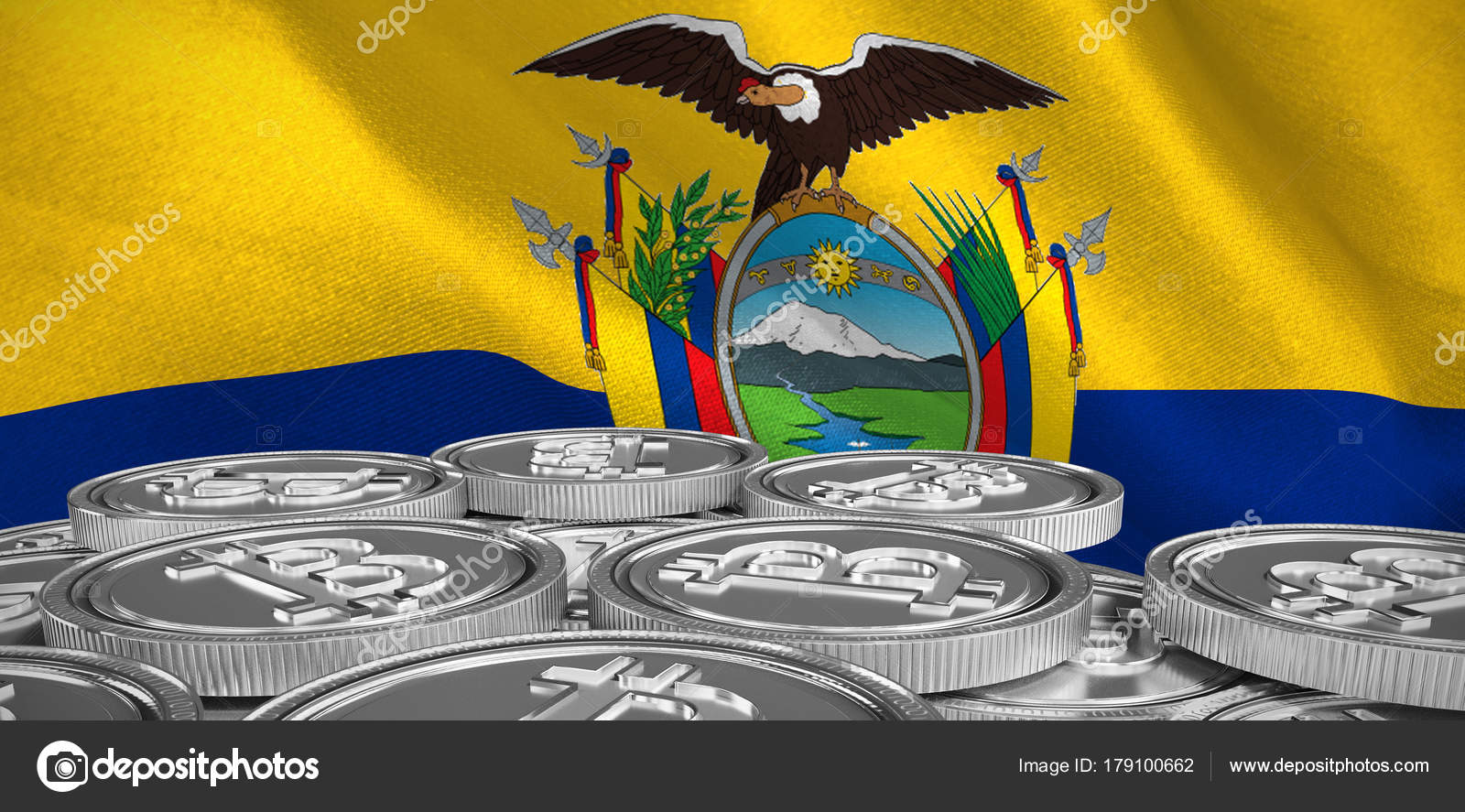 Bitcoin Digitally Generated Ecuador National Flag — Stock Editorial ...