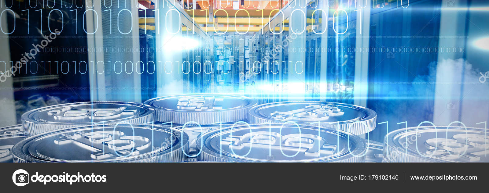 Bitcoin Blue Technology Design Binary Code – Stock Editorial Photo ...