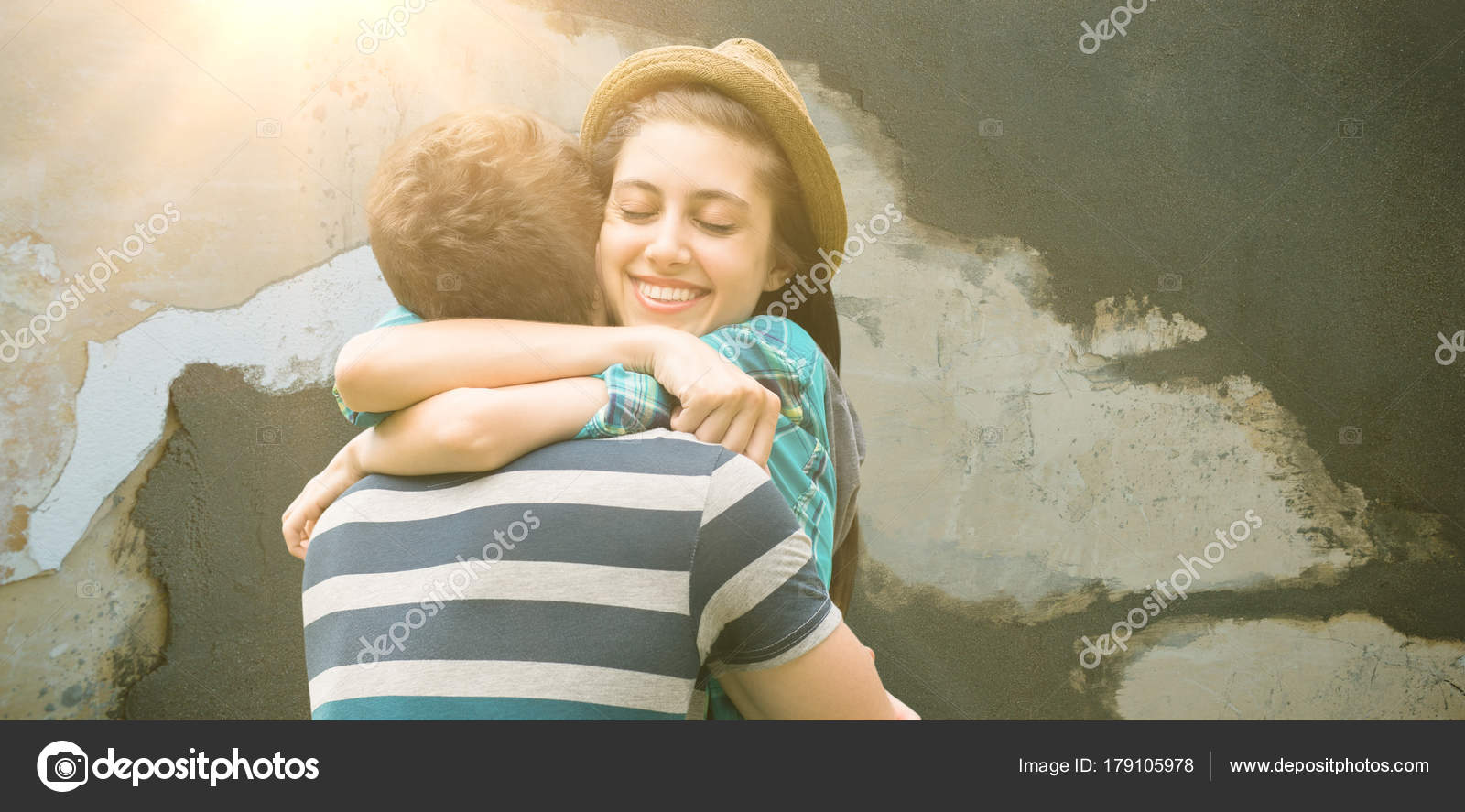 Couple Hugging Rusty Weathered Wall Stock Photo by ©vectorfusionart ...