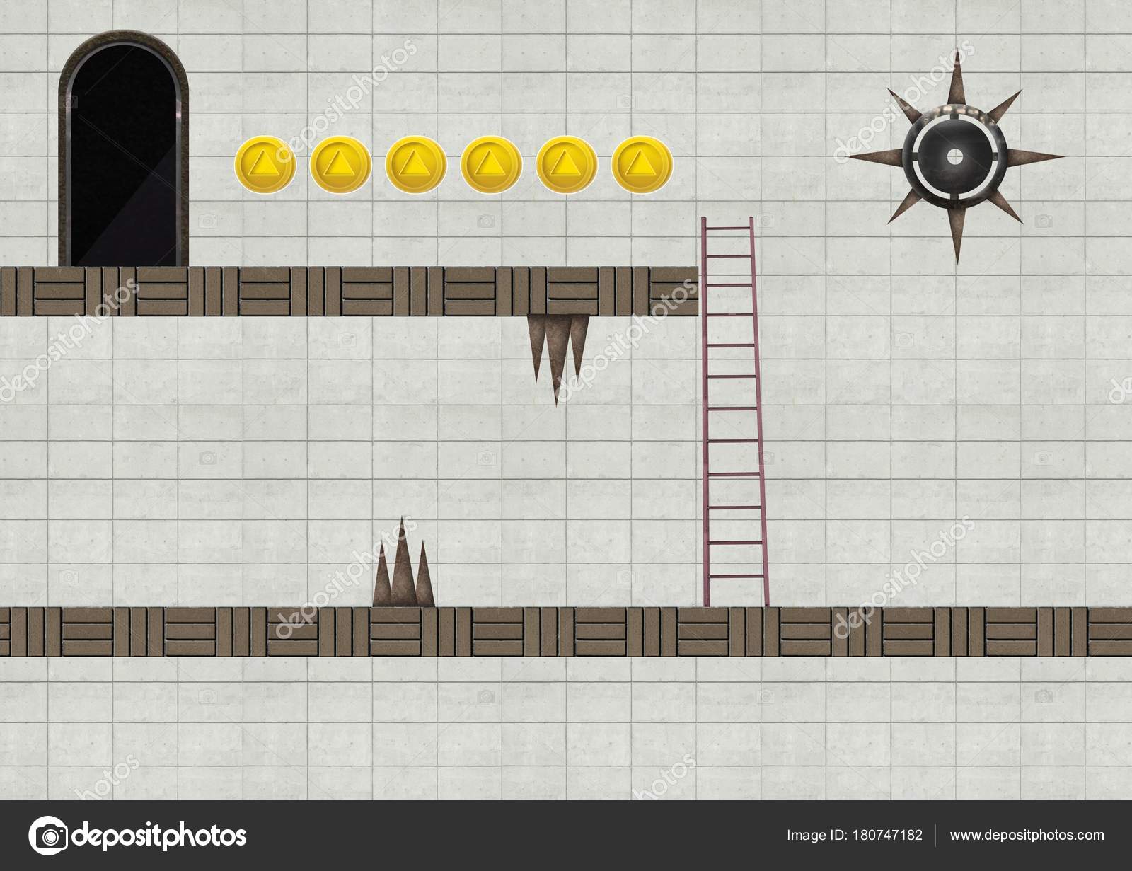 Digital Composite Computer Game Level Traps Coins — Stock Photo ...