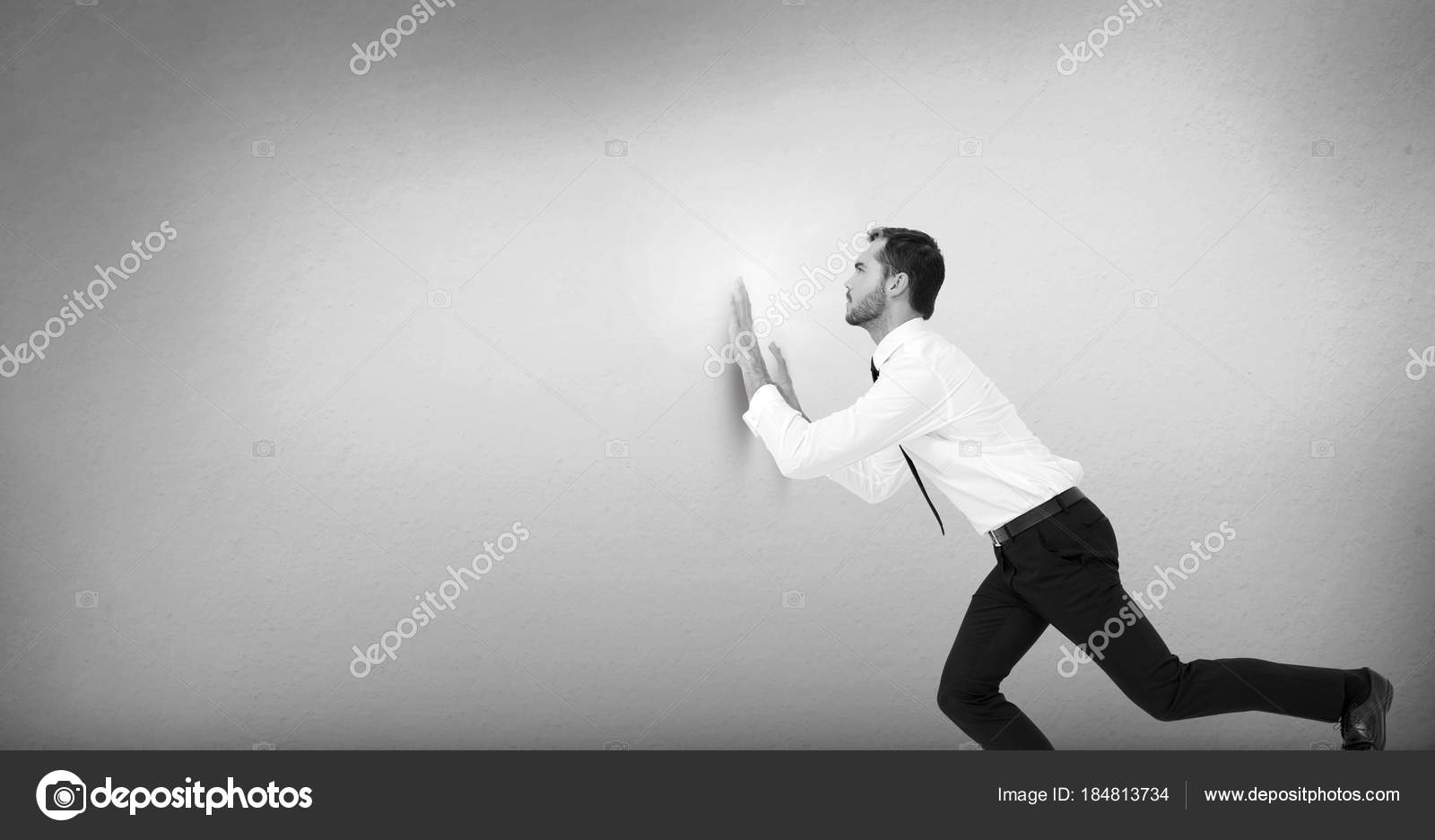 Digital Composite Businessman Pushing Wall — Stock Photo ... Digital Composite Businessman Pushing Wall — Stock Photo ...
