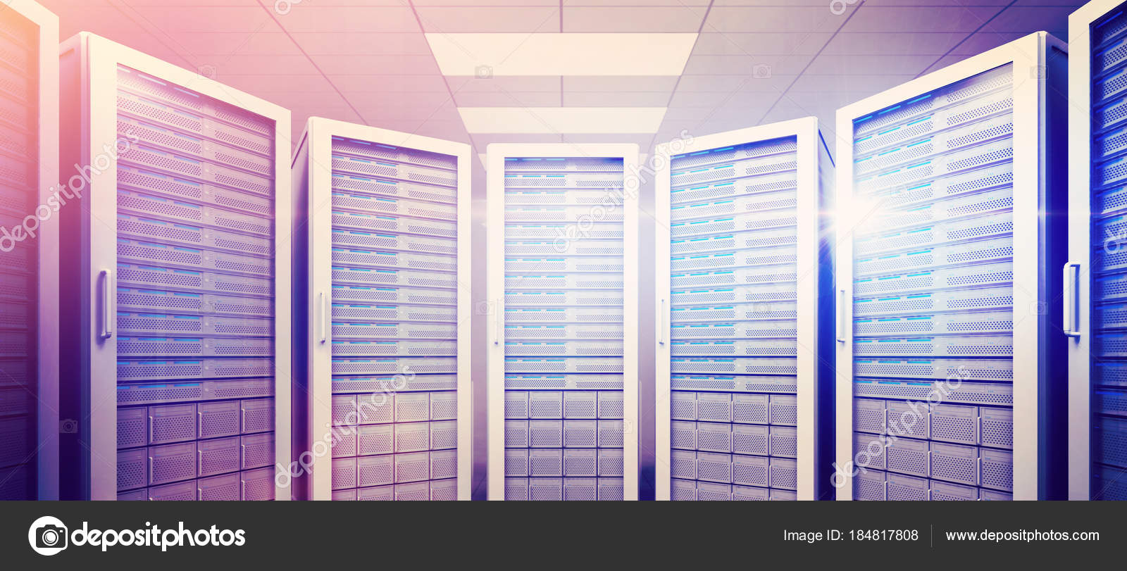 Modern Empty Server Room Stock Photo by ©vectorfusionart 184817808