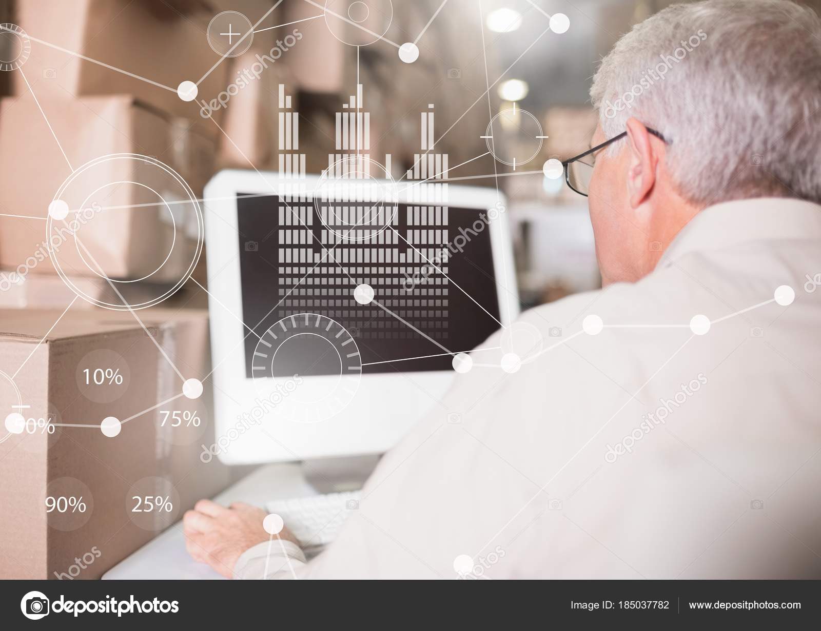 Digital Composite Business Overlay Interface Elderly Businessman ...