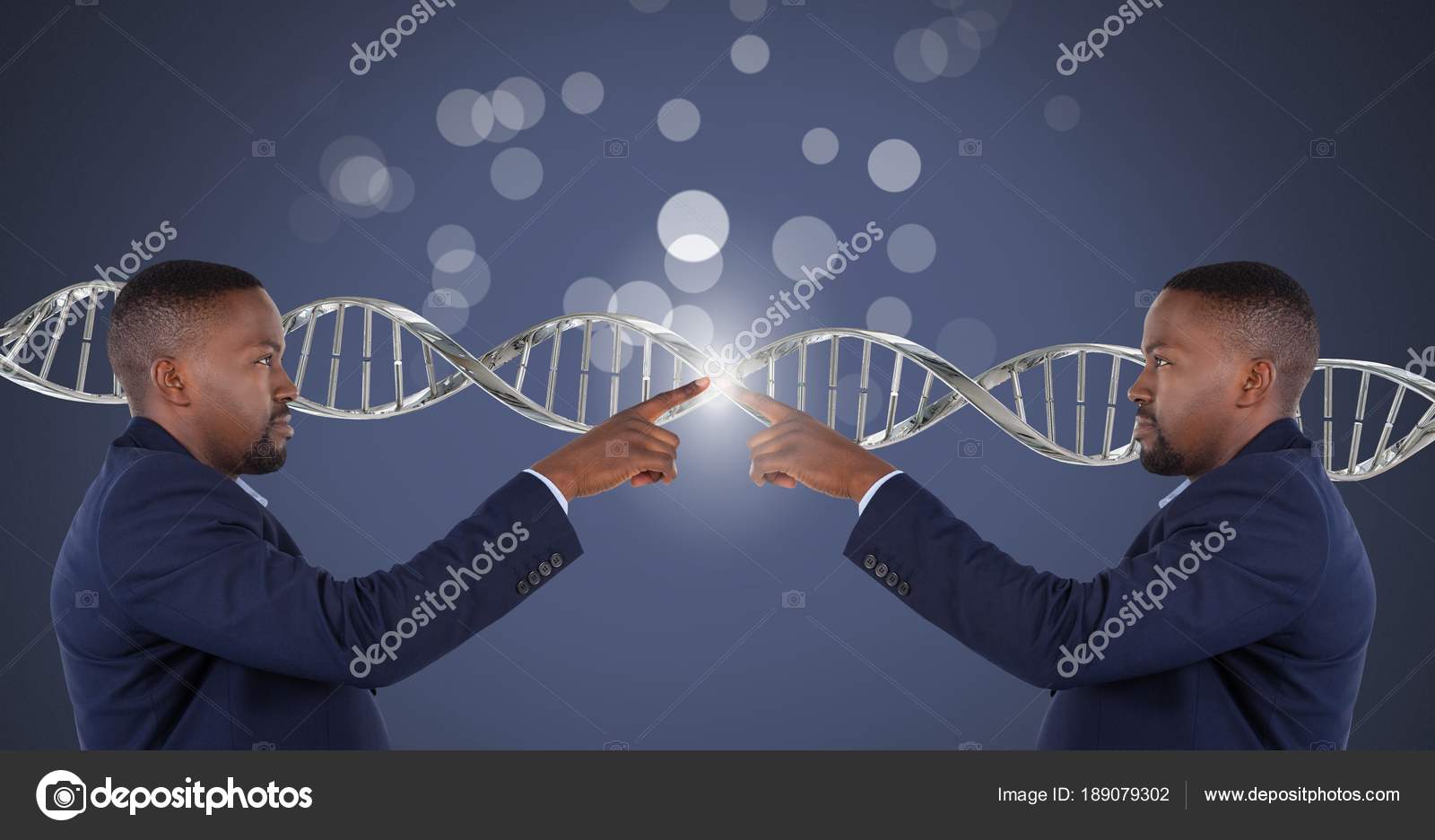 Digital Composite Clone Twin Man Touching Himself Genetic Dna Sparkles ...