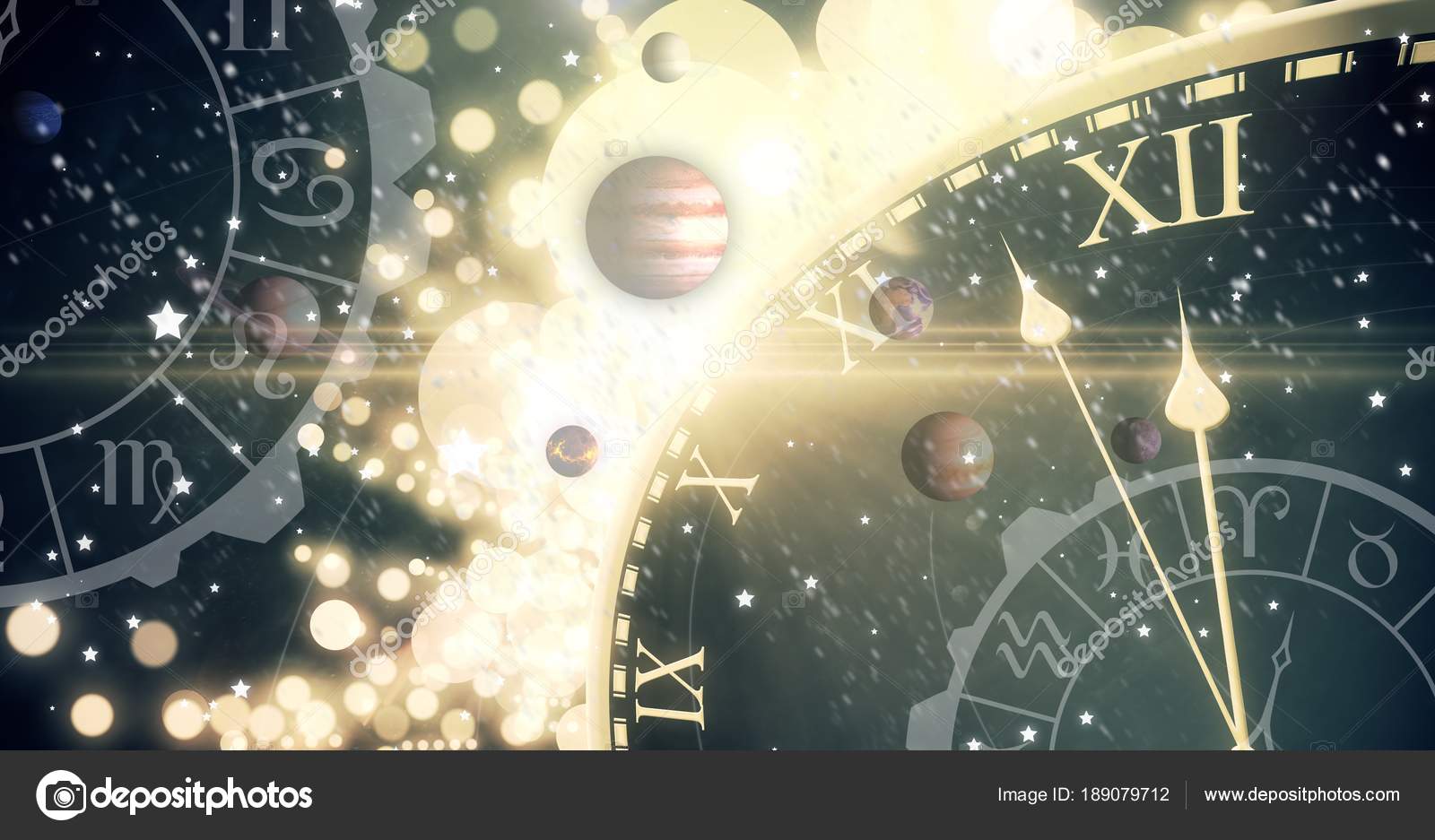 Digital Composite Astrology Zodiac Time Space Planets Stock Photo by ...