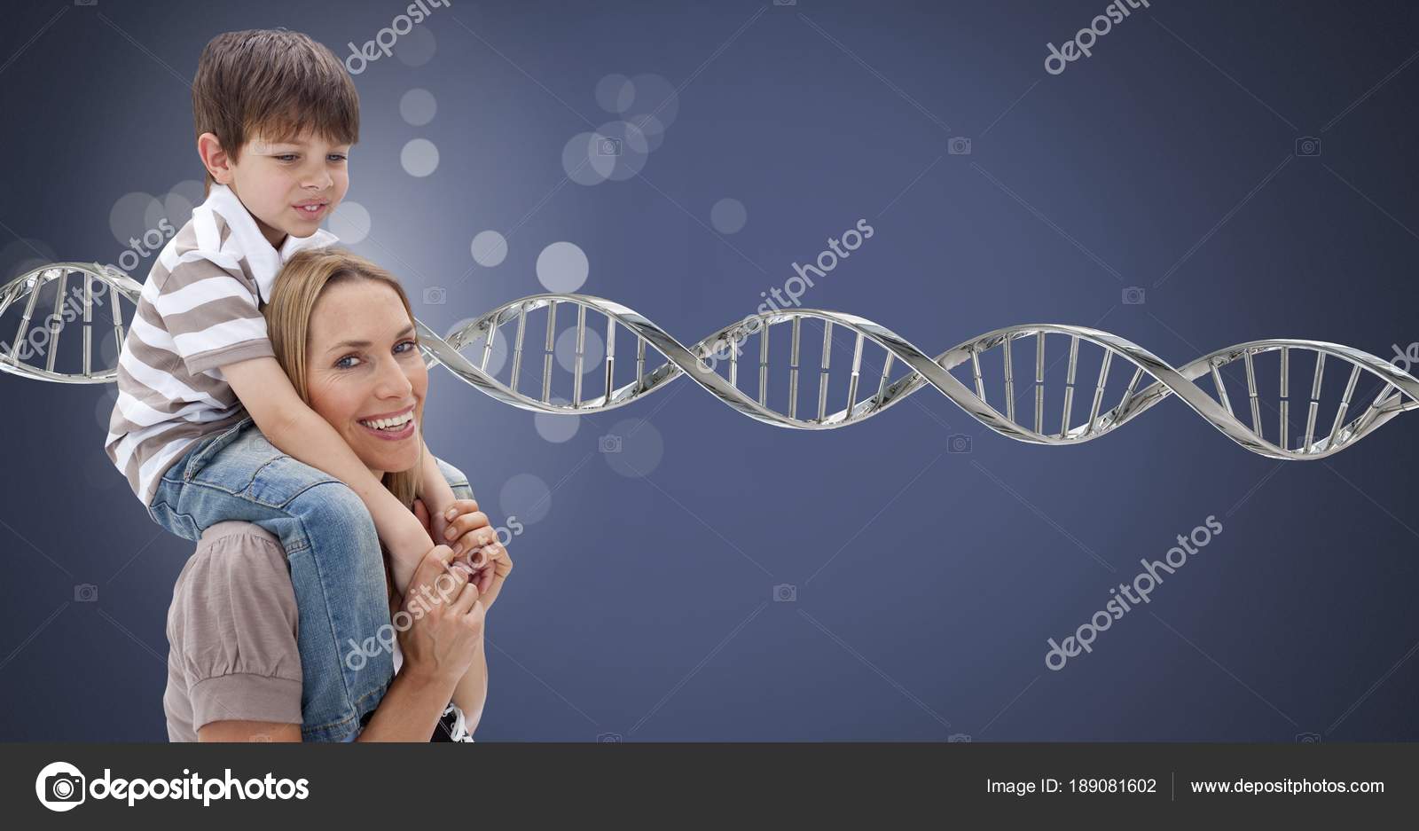 Digital Composite Mother Son Sparkles Genetic Dna — Stock Photo ...