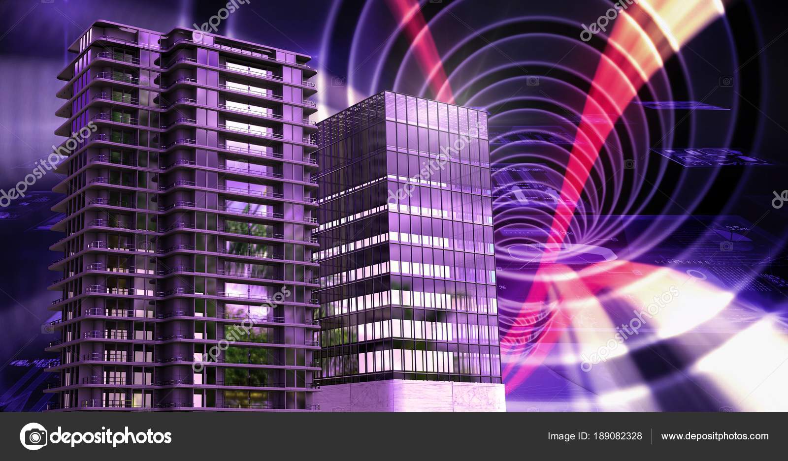 Digital Composite Tall Buildings Tunnel Background Stock Photo by ...
