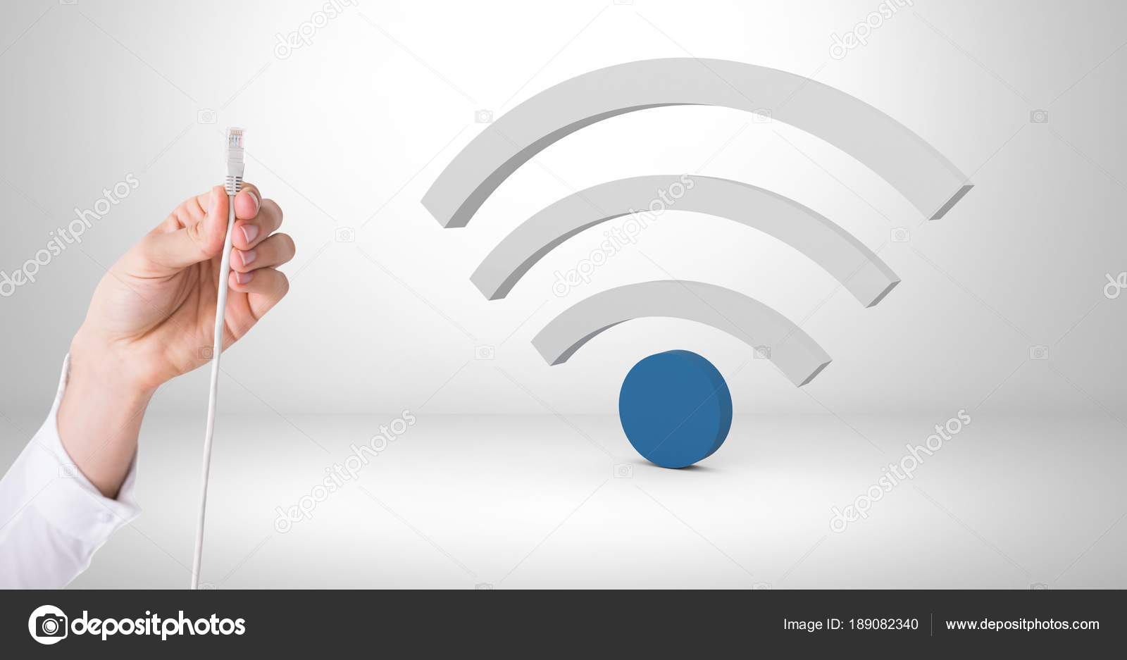 Digital Composite Hand Holding Wire Connection Icon — Stock Photo ...