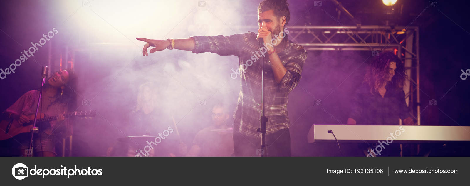 Male Singer Performing Stage Music Festival Nightclub — Stock Photo ...