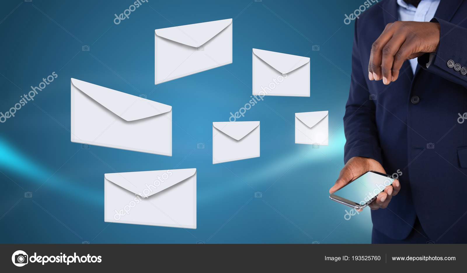 Digital Composite Envelope Letter Messages Man Using Phone Stock Photo ...