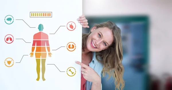 Digital Composite Human Body Chart Statistic Bar Charts Woman Holding ...