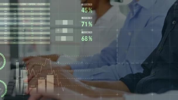 Animation Data Charts Moving Busy Office Background — Stock Video ...