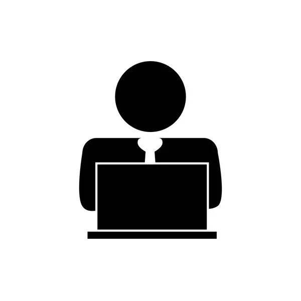 Vector Pictogram Businessman Working on Computer — Stock Vector ...