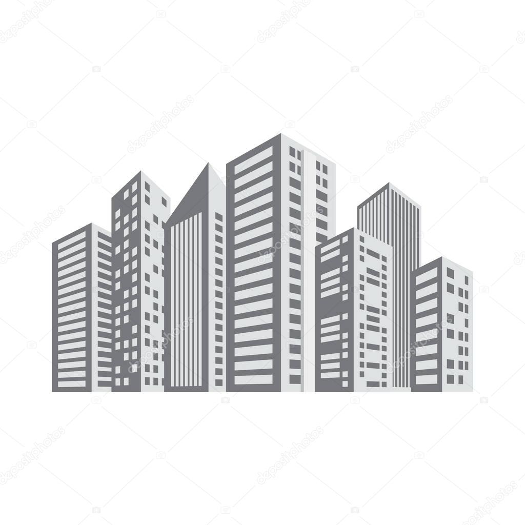 Gray buildings and city scene line sticker — Stock Vector © djv #140093748