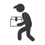 Delivery Man Postman Courier Post Stick Figure Pictogram Icon — Stock ...