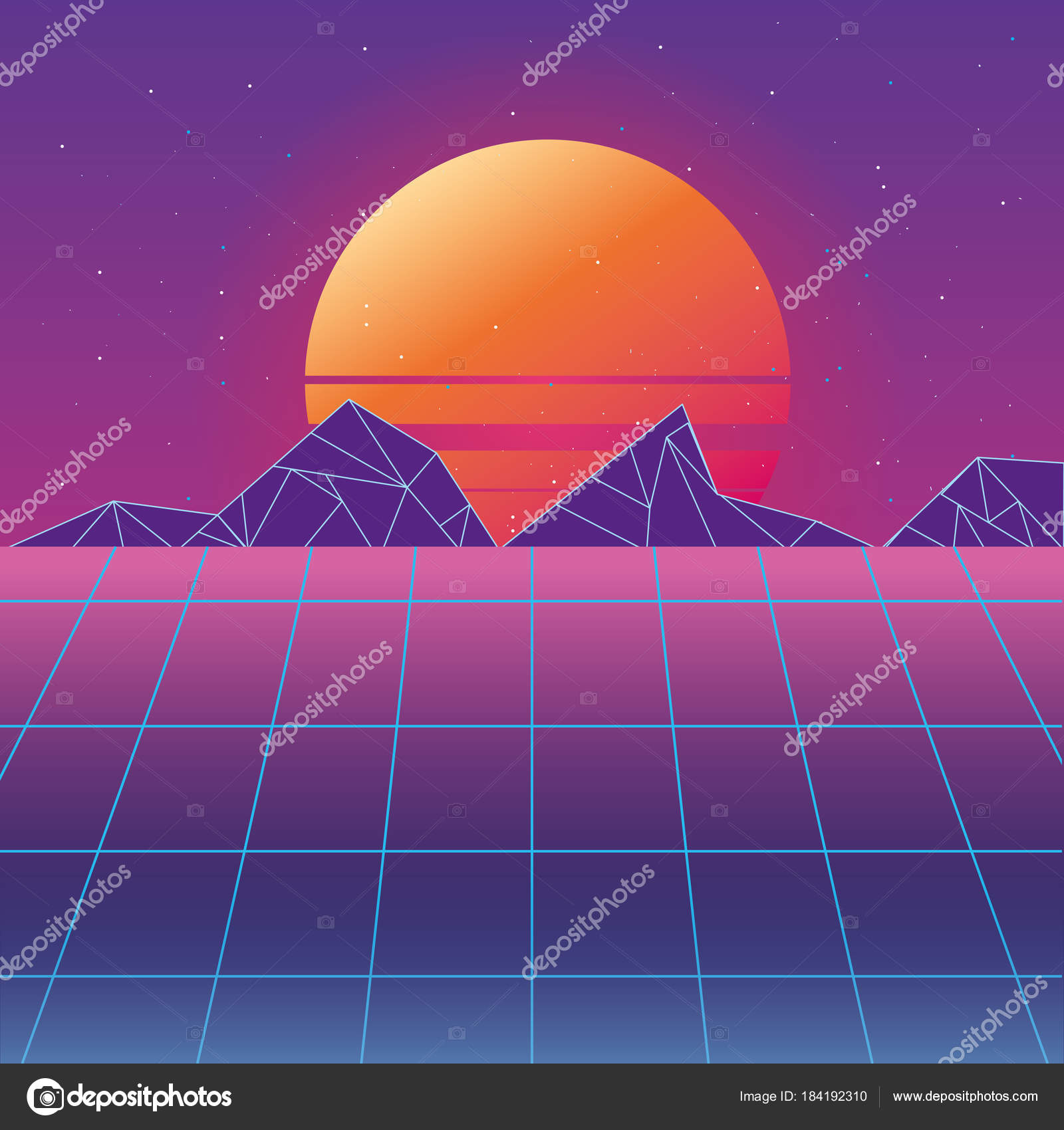 Retro background futuristic landscape design — Stock Vector © djv ...