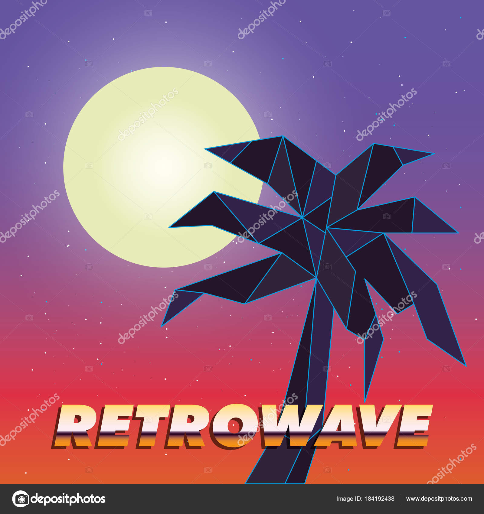 Retrowave design of island with palms Stock Vector Image by ©djv #184192438