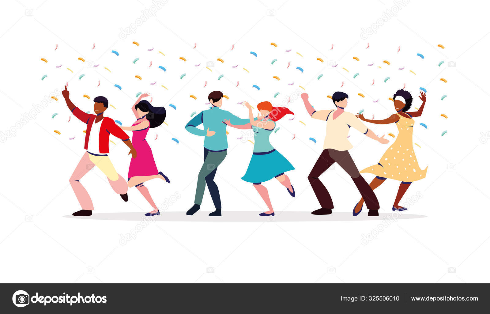 Groupe de personnes en danse pose, fête, club de danse image ...