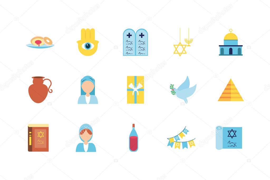 Icono judío aislado conjunto de diseño de vectores 2023