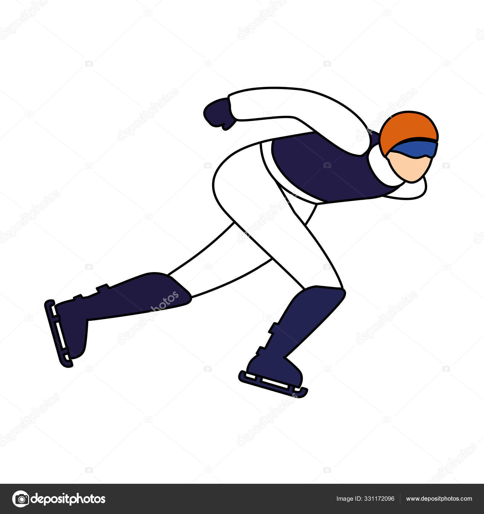 Man practicing speed skating on white background Stock Vector Image by ...