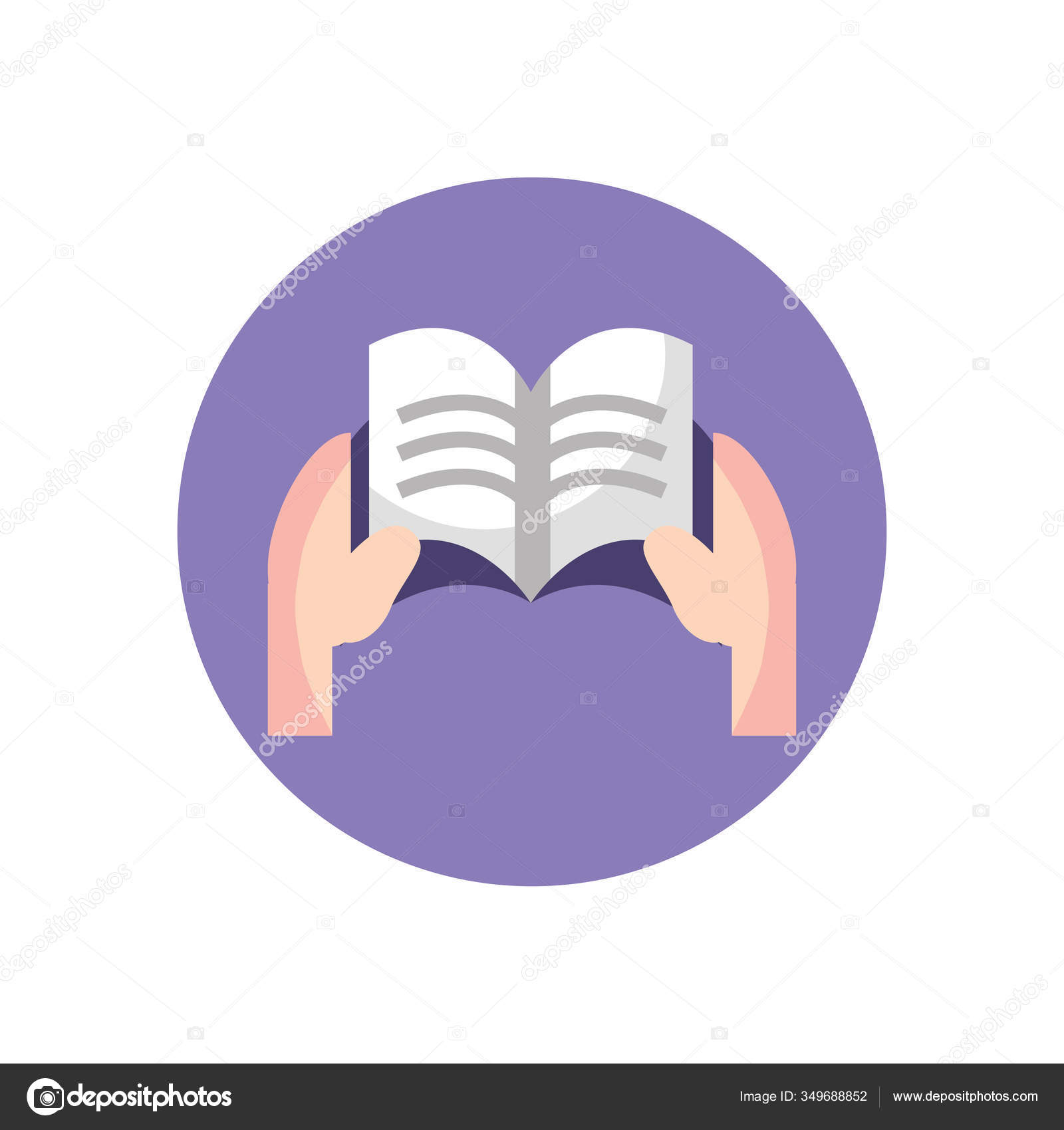 Hands holding a book icon, colorful block style Stock Vector Image by ...