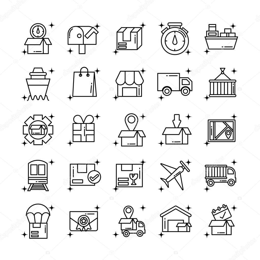 conjunto de iconos logística de entrega de carga, icono de estilo de ...
