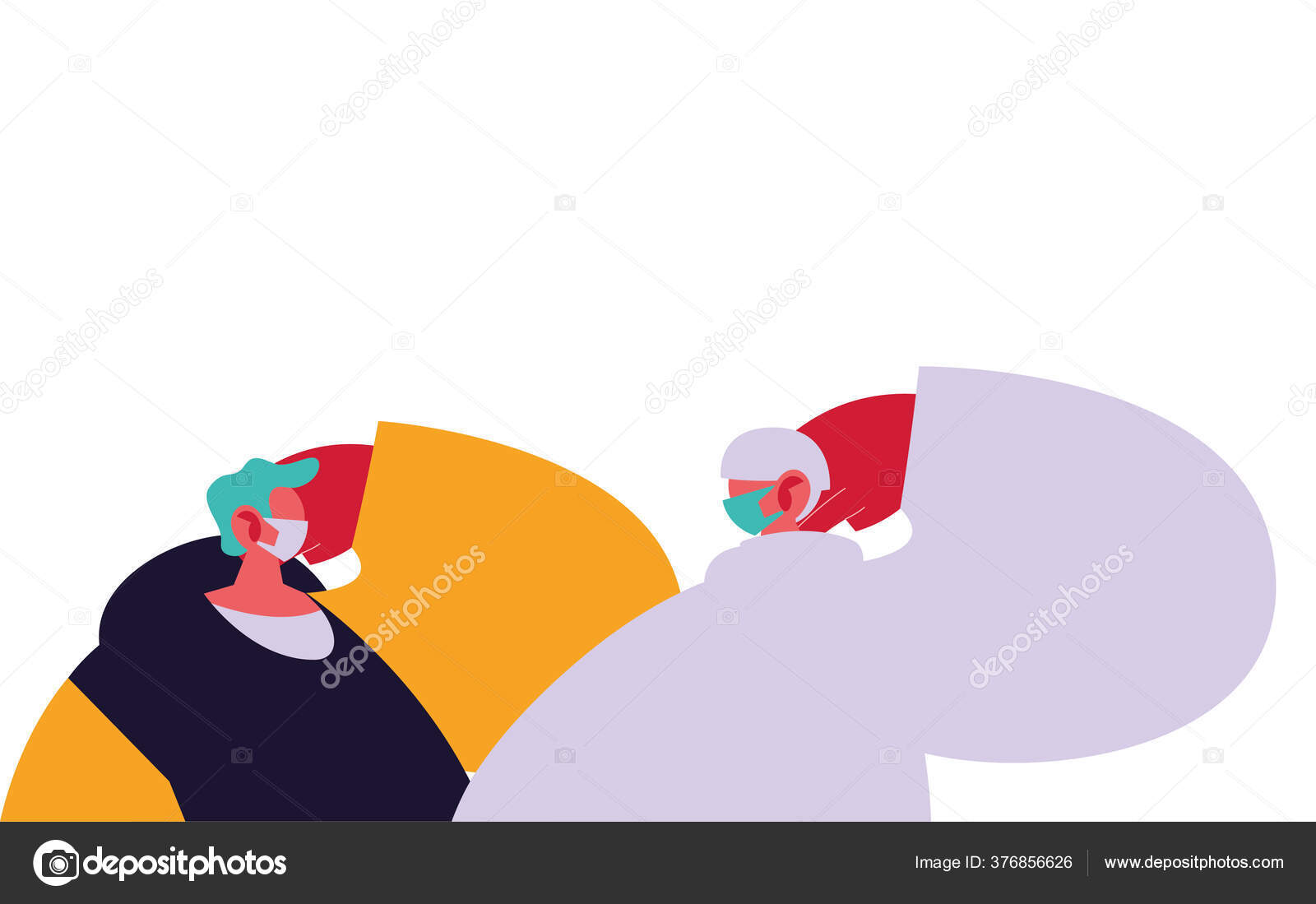 Urban men cartoons with masks and casual cloth vector design — Stock ...