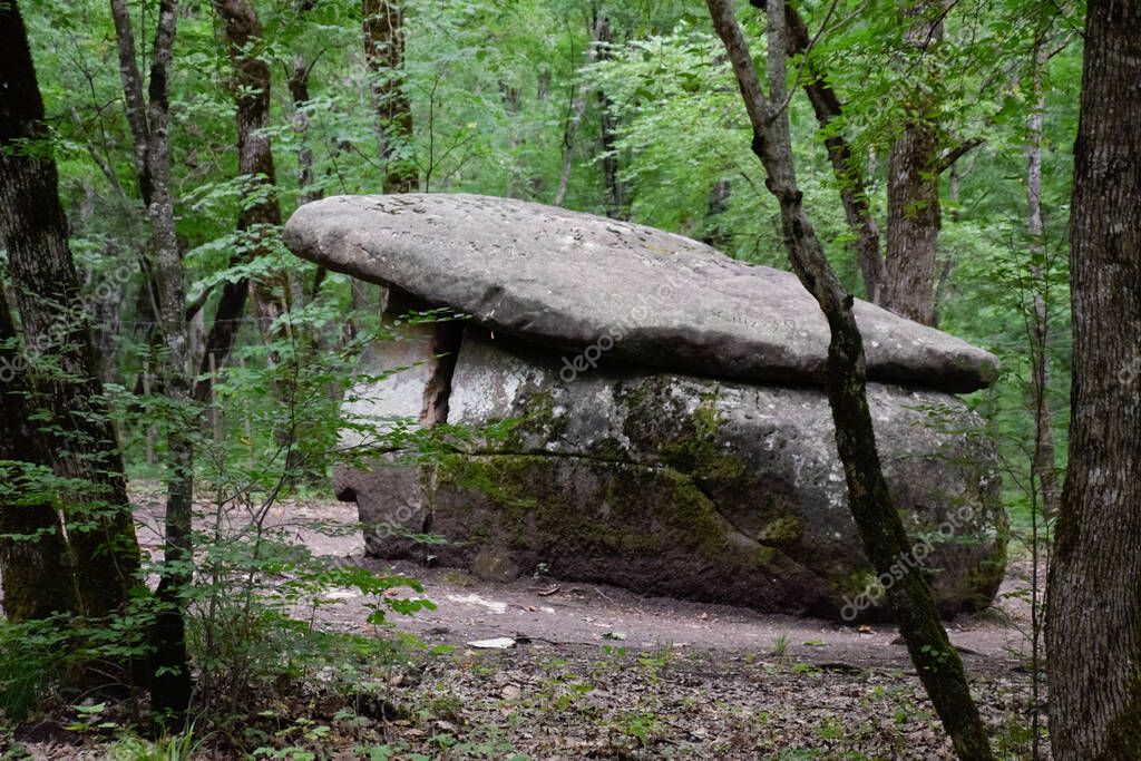 Dolmen en Shapsug. Bosque en la ciudad cerca de la aldea de ...