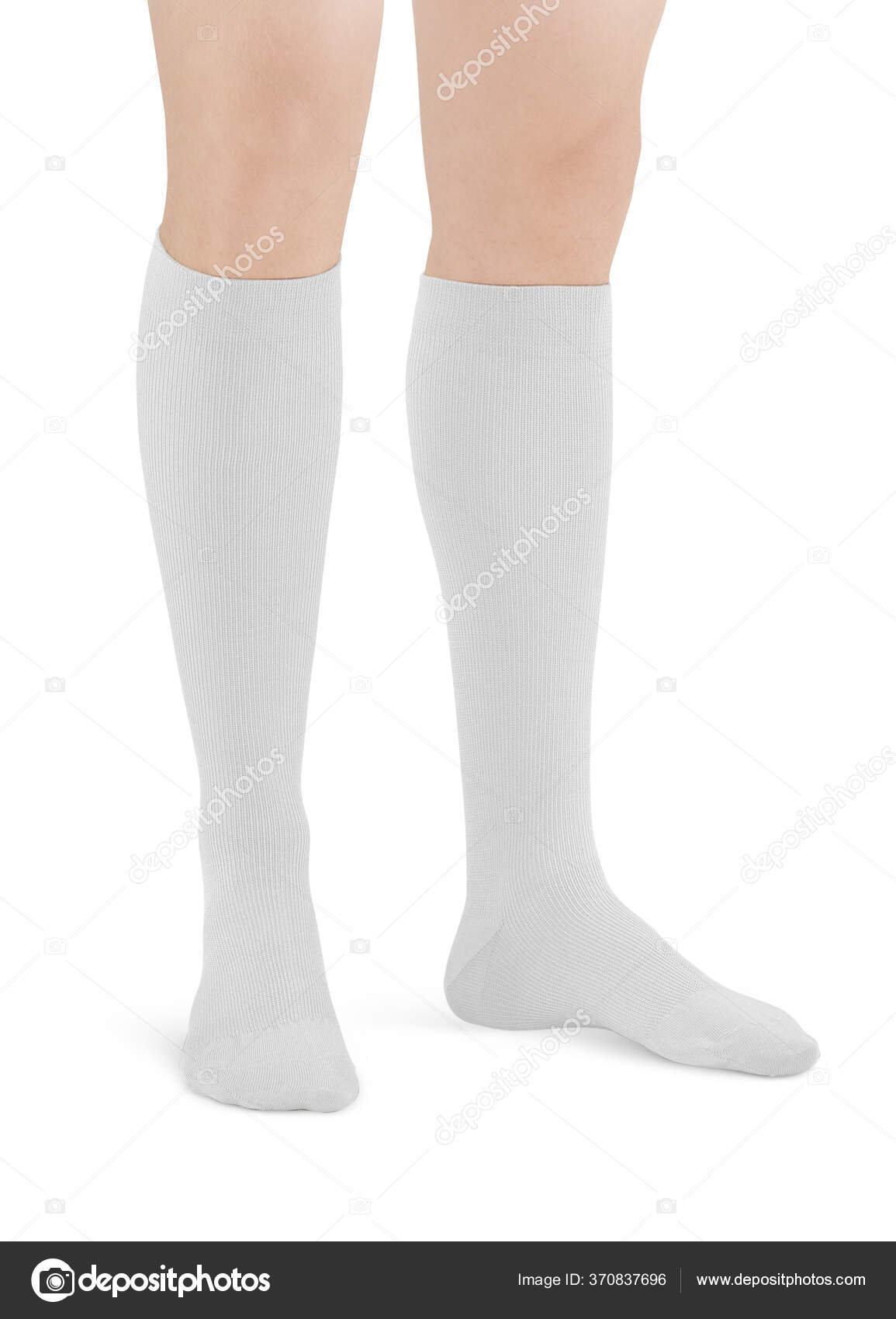 White Color Short Mini Socks Mockup Design Isolated White Background ...
