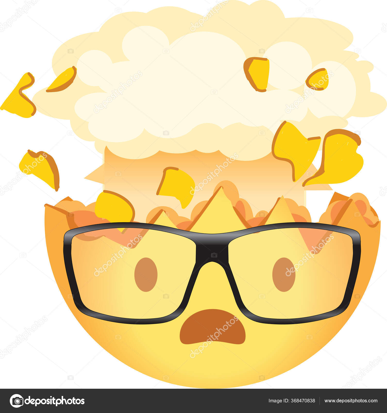 Shocked Emoji Wearing Glasses Exploding Head Nerd Emoticon Yellow Face ...