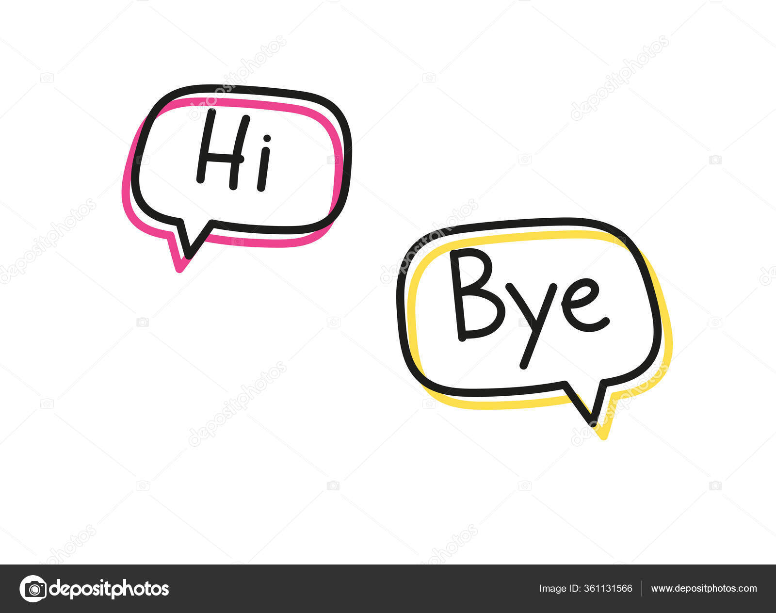 Handwritten lettering illustration Hi Bye. Modern marker style. Vector ...