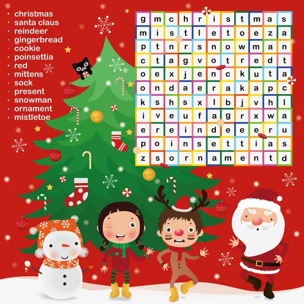 Educational game for children. Christmas Word search puzzle kids ...