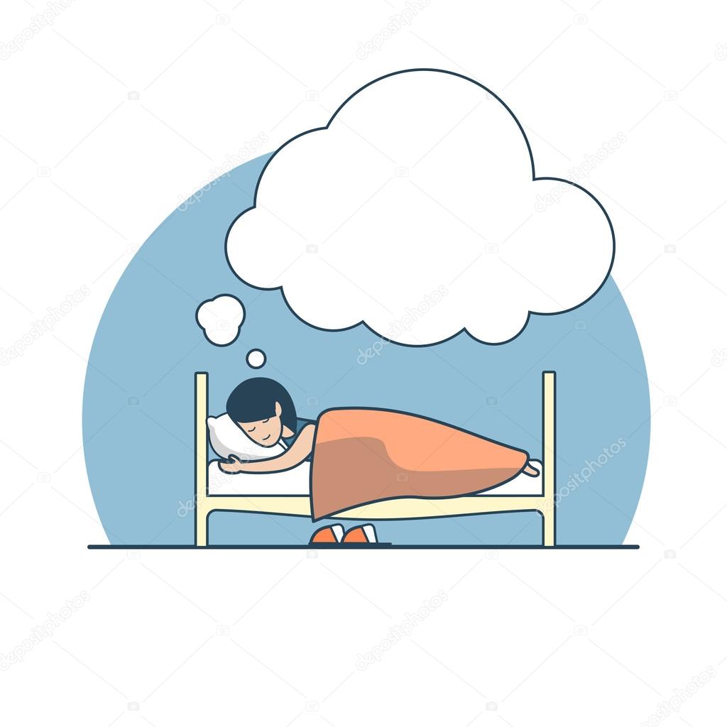 Girl Sleeping And Dreaming Stock Vector By ©sentavio 125671856