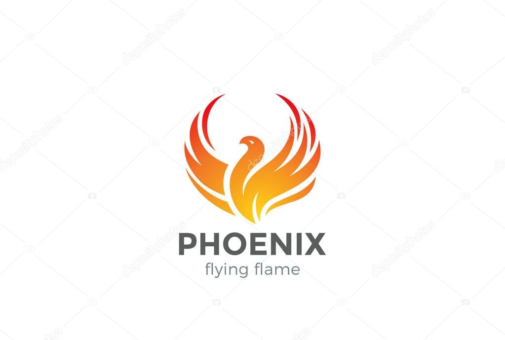 Phoenix Logo flying bird — Stock Vector © Sentavio #128925216