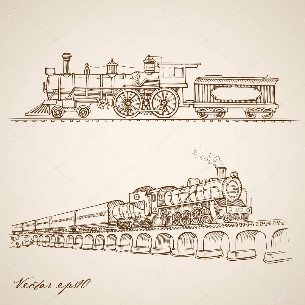 Cargo train doodle collage Stock Vector Image by ©Sentavio #130516038