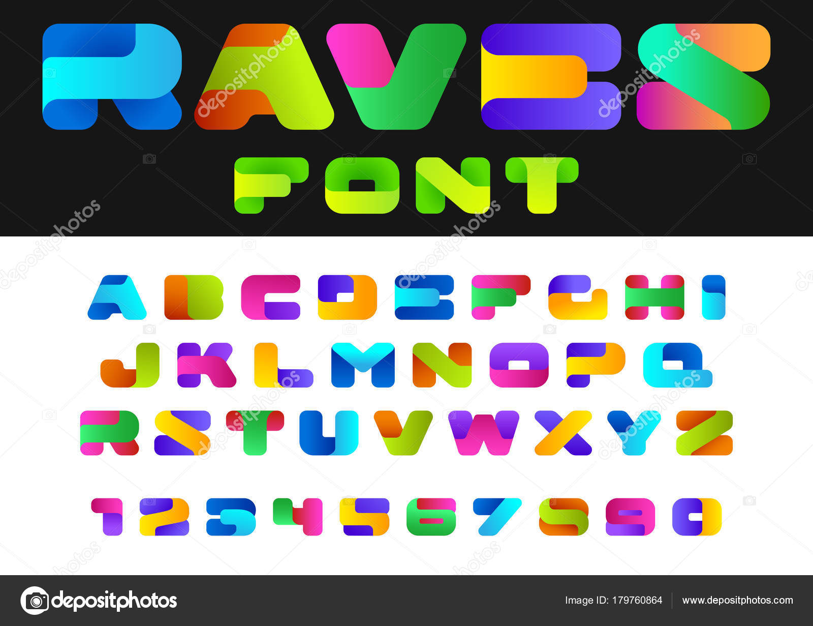 Creative Design Vector Font Twisted Ribbon Title Header Lettering Logo ...