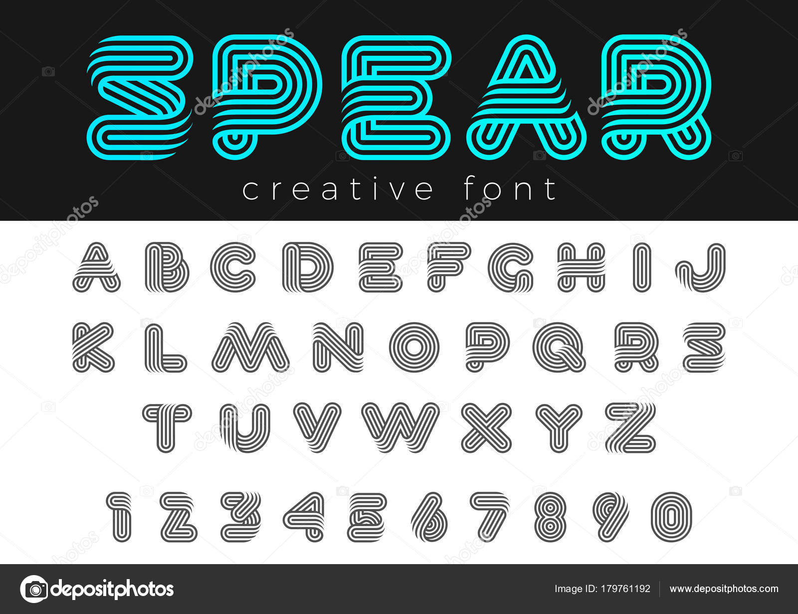 Linear Rounded Design Vector Font Title Header Lettering Logo — Stock ...