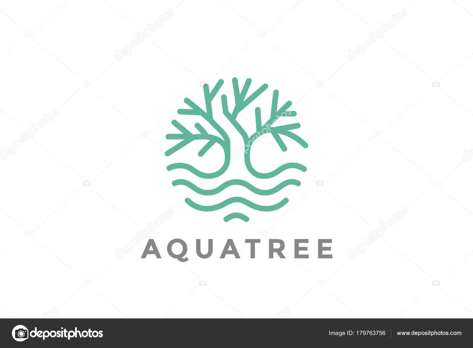 Green Tree Water Abstract Logo Design Vector Template Linear Style ...
