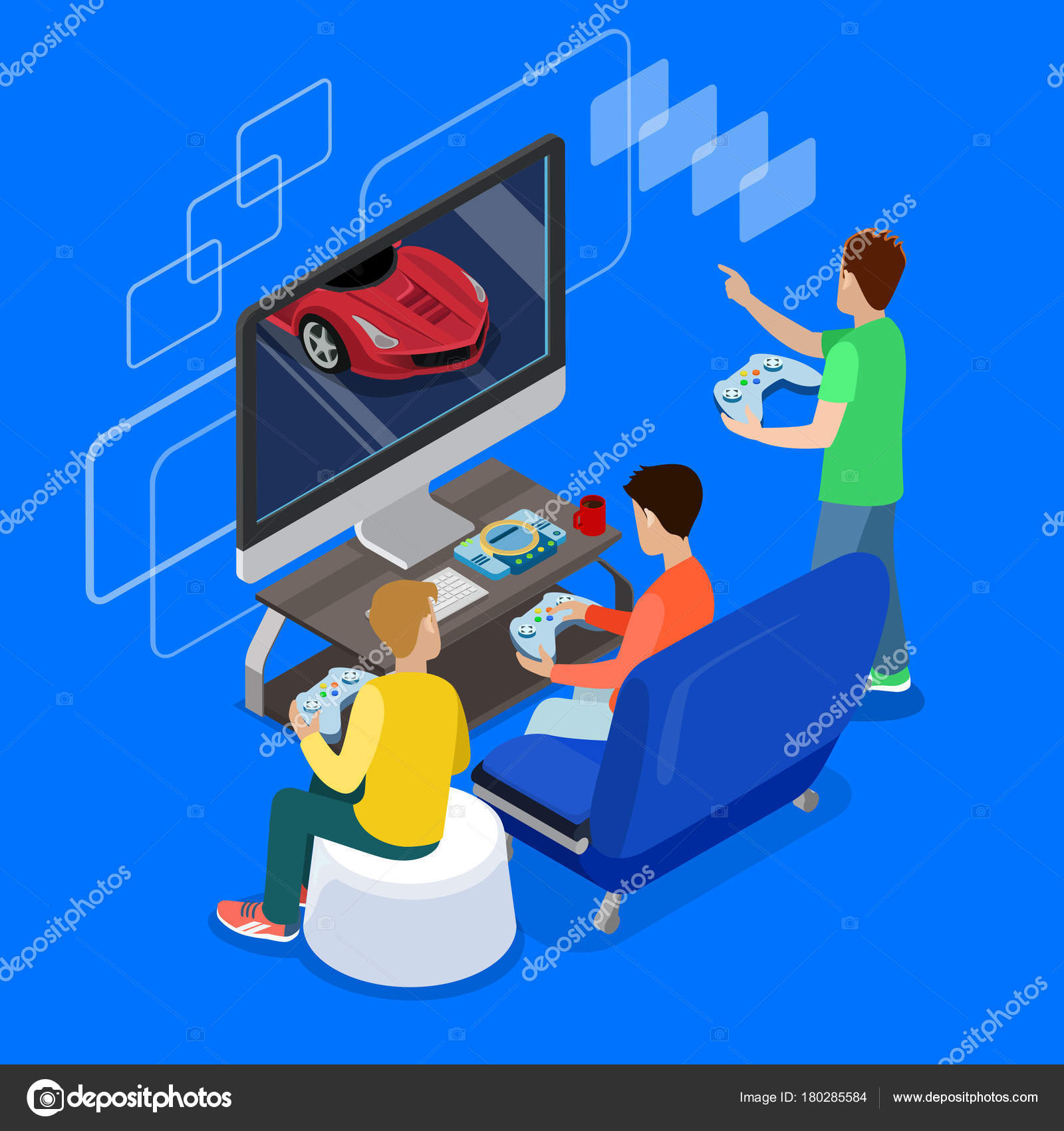 Friends playing playstation console Stock Vector Image by ©Sentavio ...
