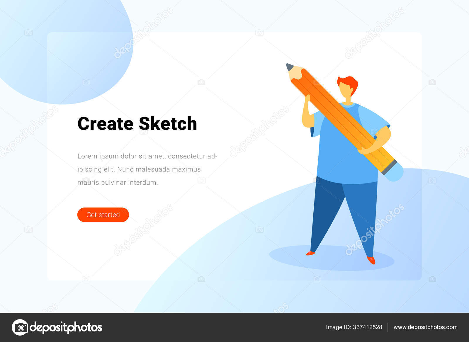 Ui UX Designer Holding Pencil Flat vector illustration. Landing Stock ...