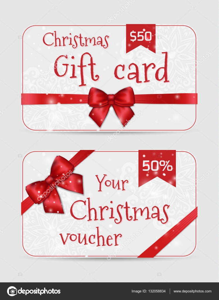 Christmas ornamental Cards with Shiny holiday red satin ribbon. New ...