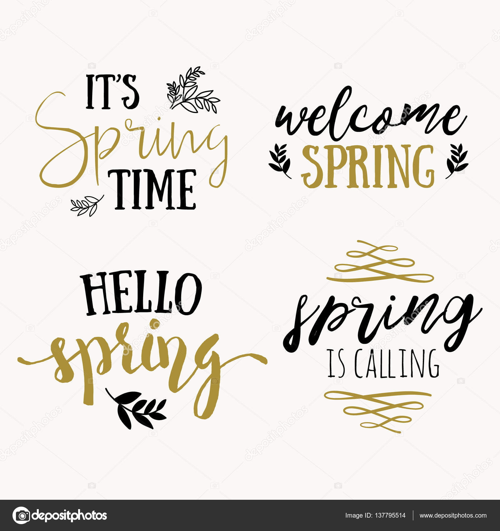 Its spring time lettering greeting cards set. Vector Special spring ...