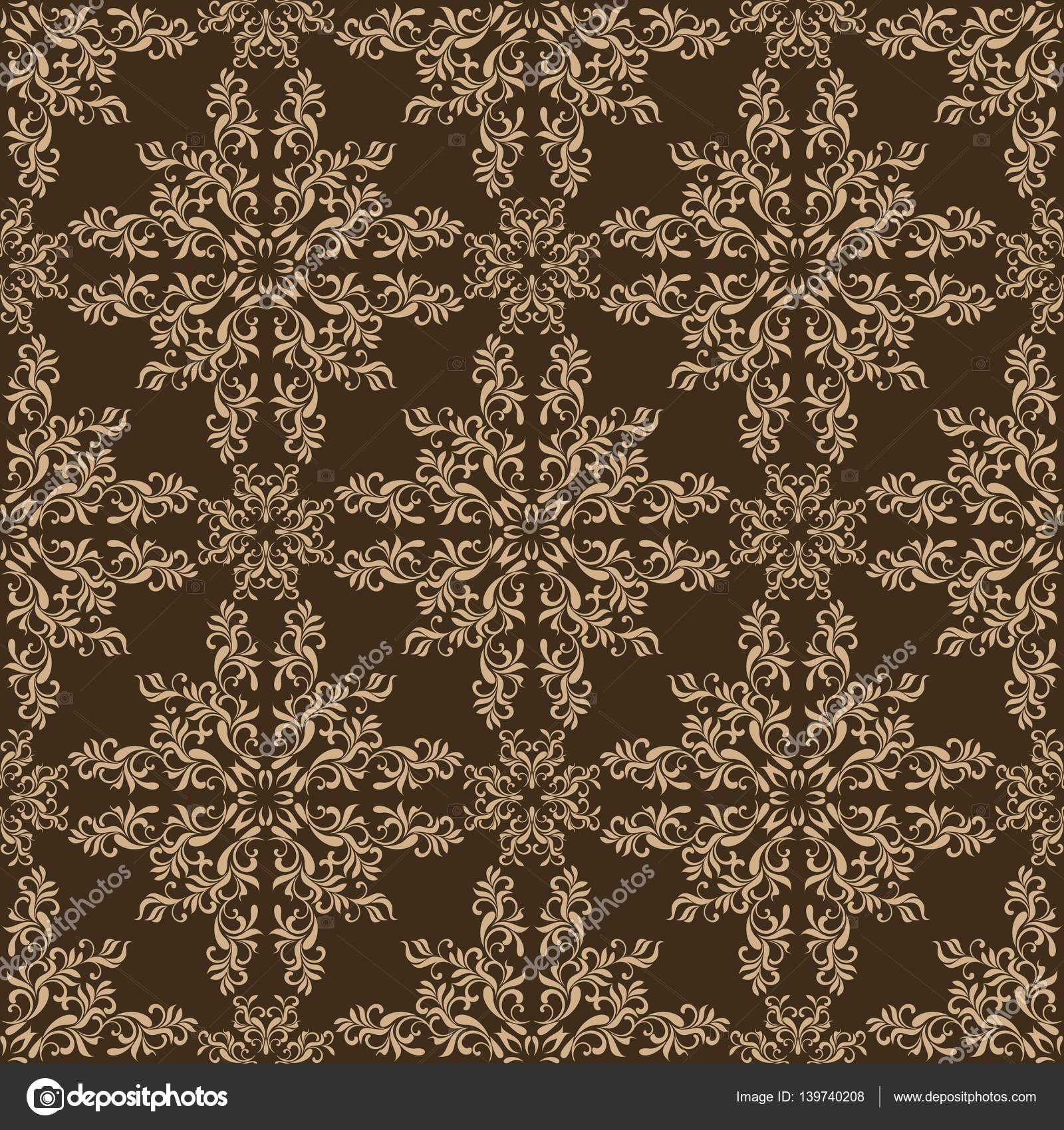 Elegant seamless pattern on a brown background Stock Vector Image by ...