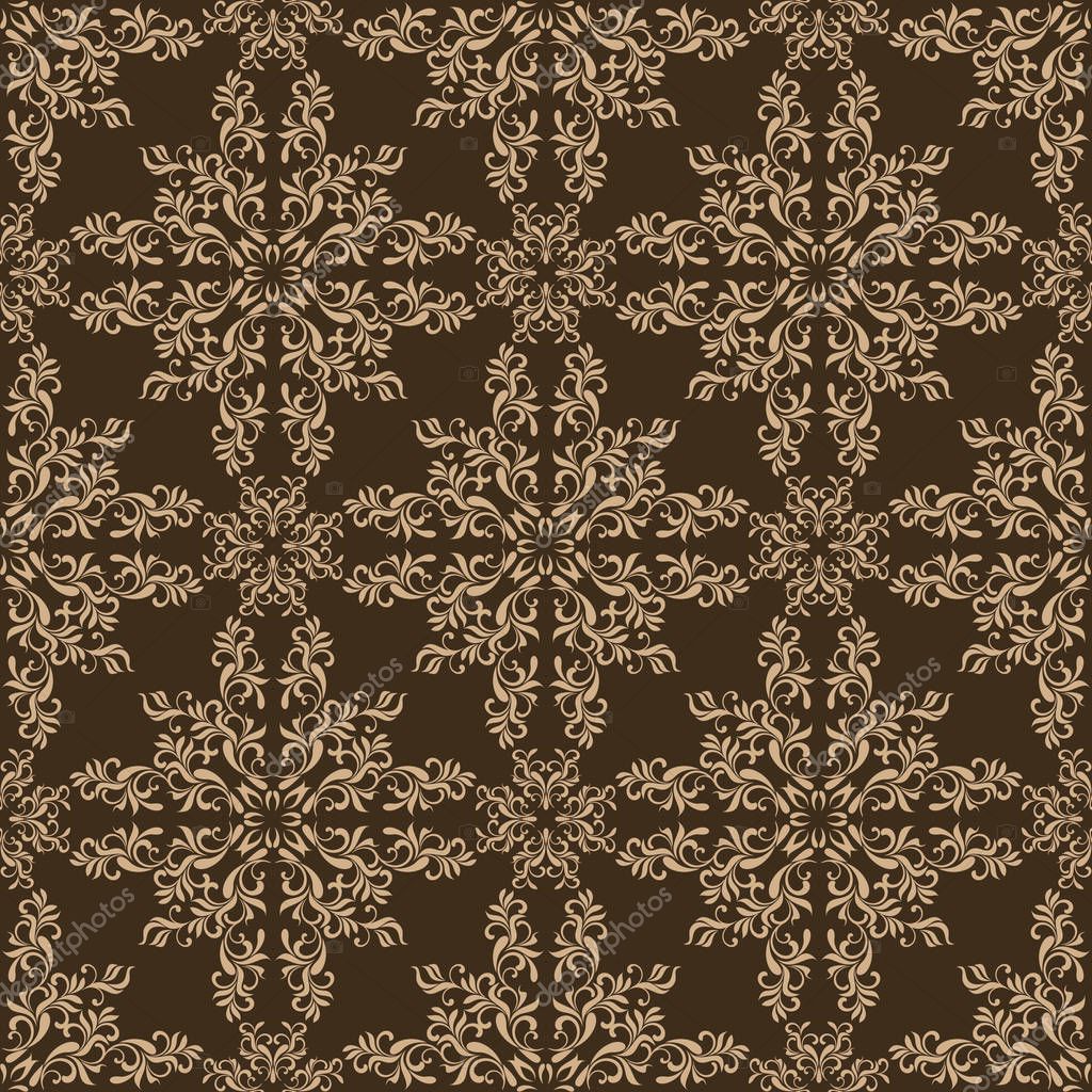 Elegant seamless pattern on a brown background — Stock Vector ...